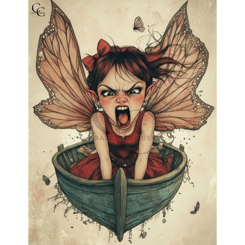Creepy Angry Fairy Digital Art: Crazy Pixie Images for Junk Journals ...