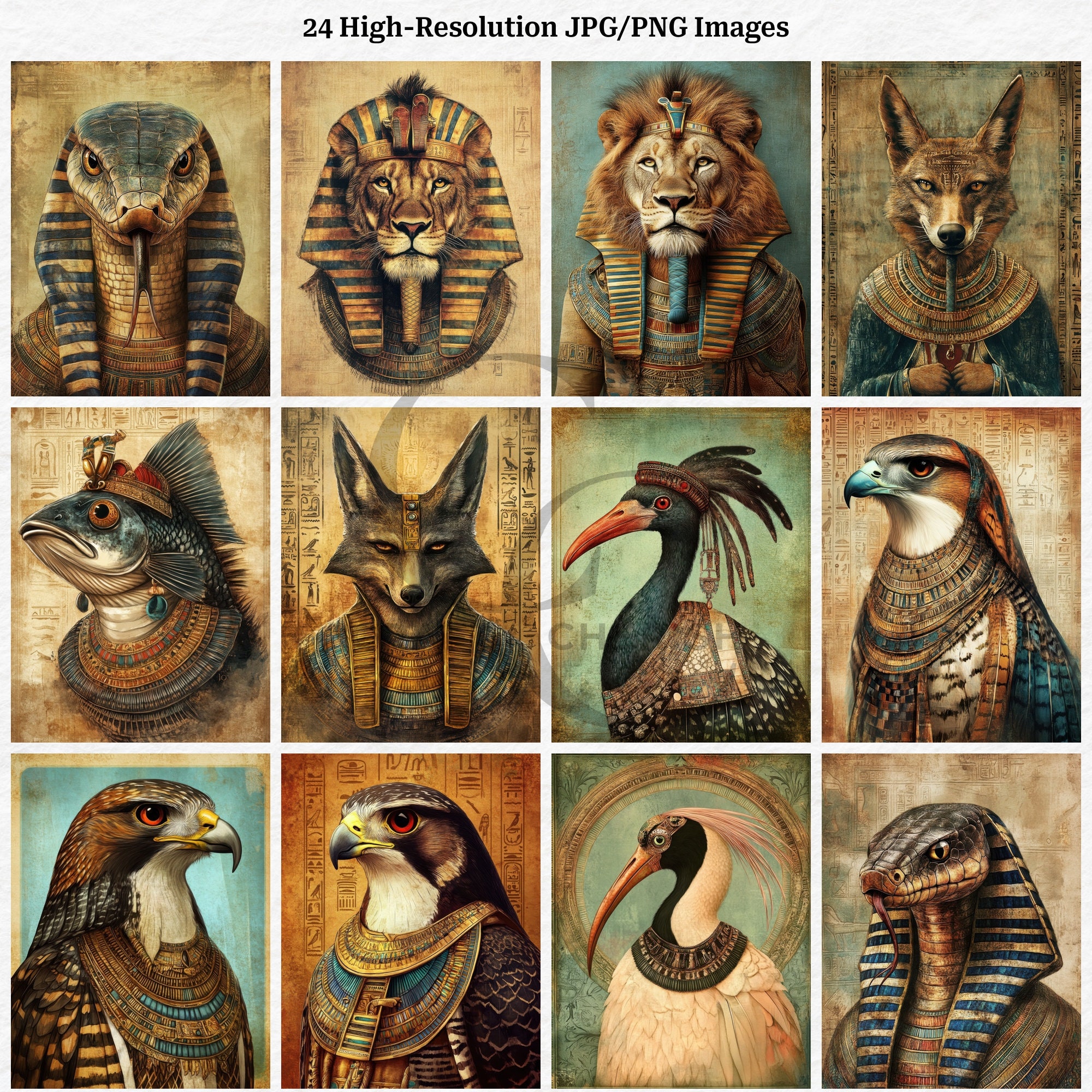 Ancient Egyptian Pharaoh Animals: Printable Art for Scrapbooking ...