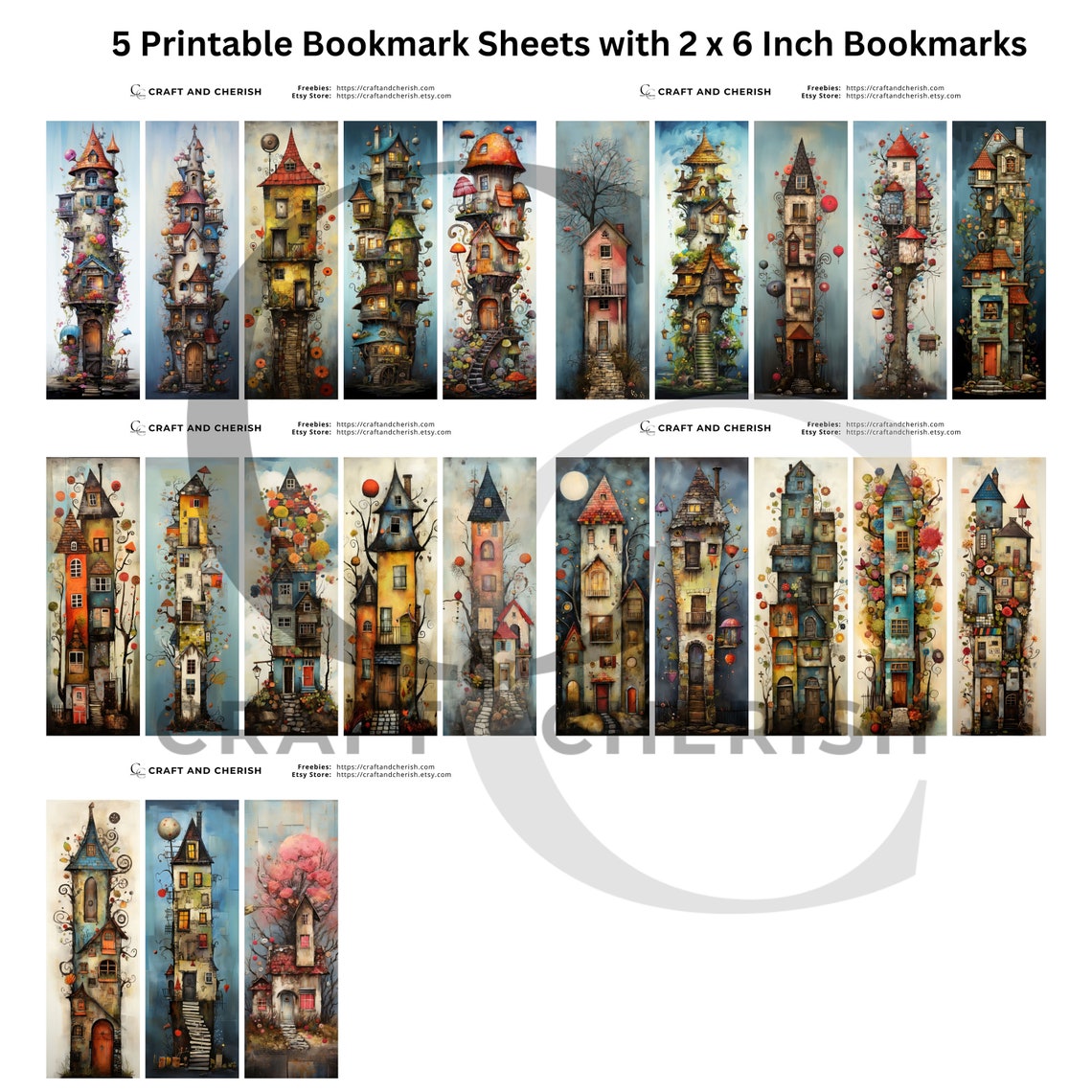 Fantasy House Printable Images: Whimsical Mixed Media Art (digital ...