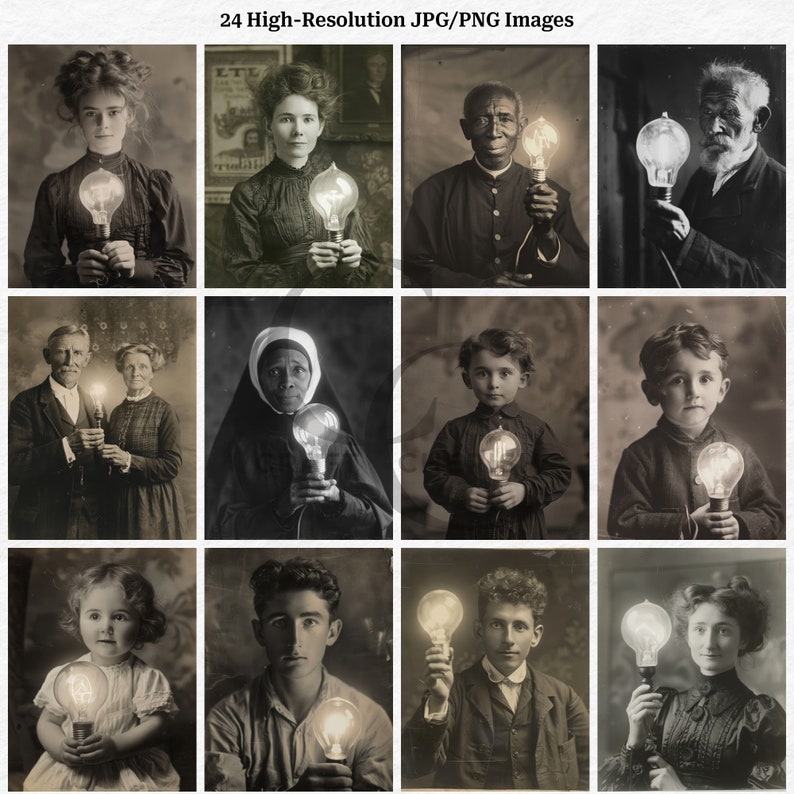 Vintage Portrait Light Bulb Images: Junk Journal Ephemera (digital ...