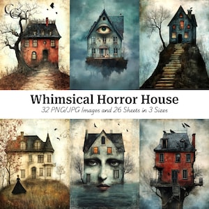 32 Whimsical Horror House Illustration, Surreal Fantasy Design, Digital ...