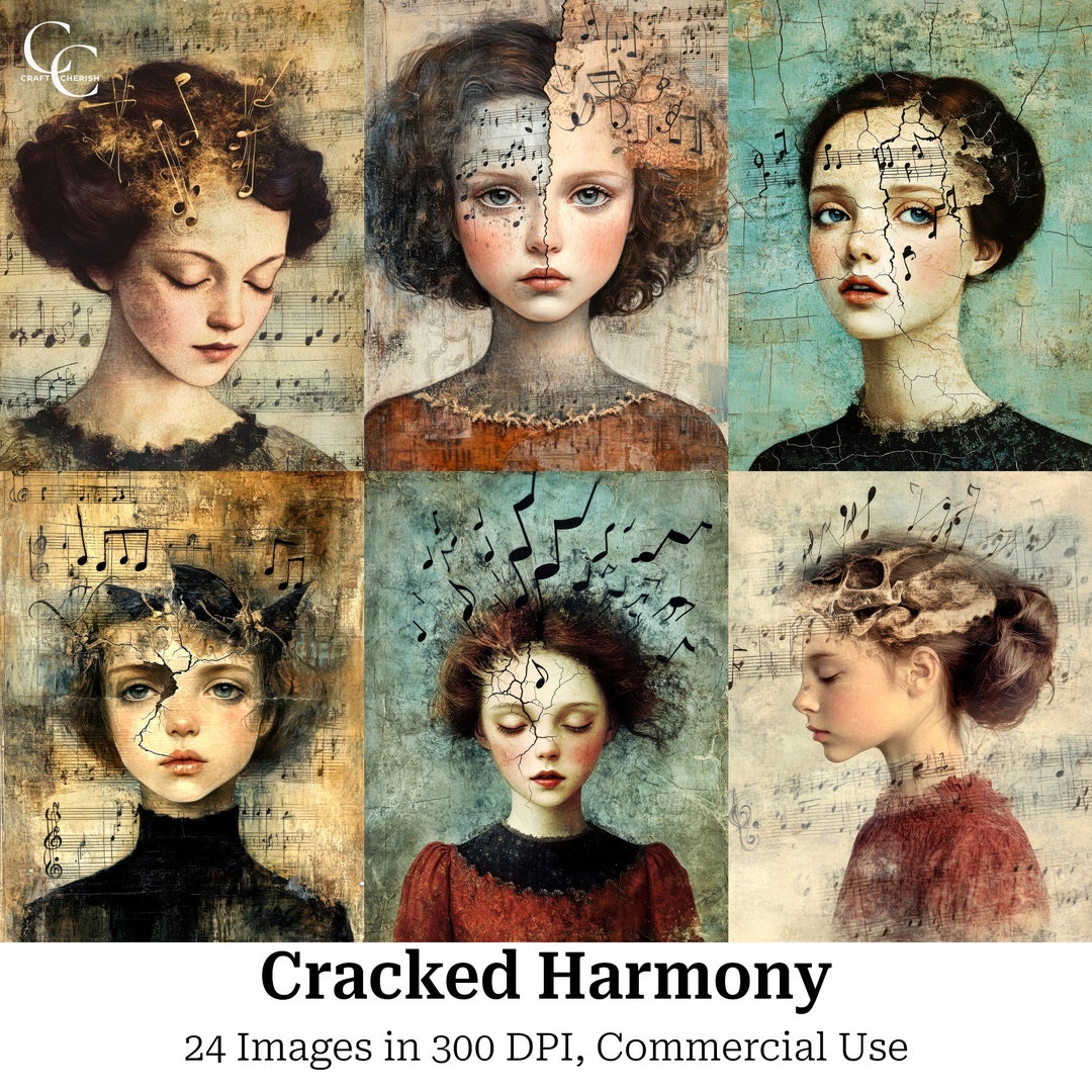 24 Cracked Harmony Girls Printable Images, Musical Girls, Paper Craft ...
