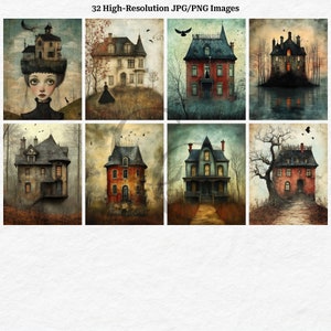 32 Whimsical Horror House Illustration, Surreal Fantasy Design, Digital ...