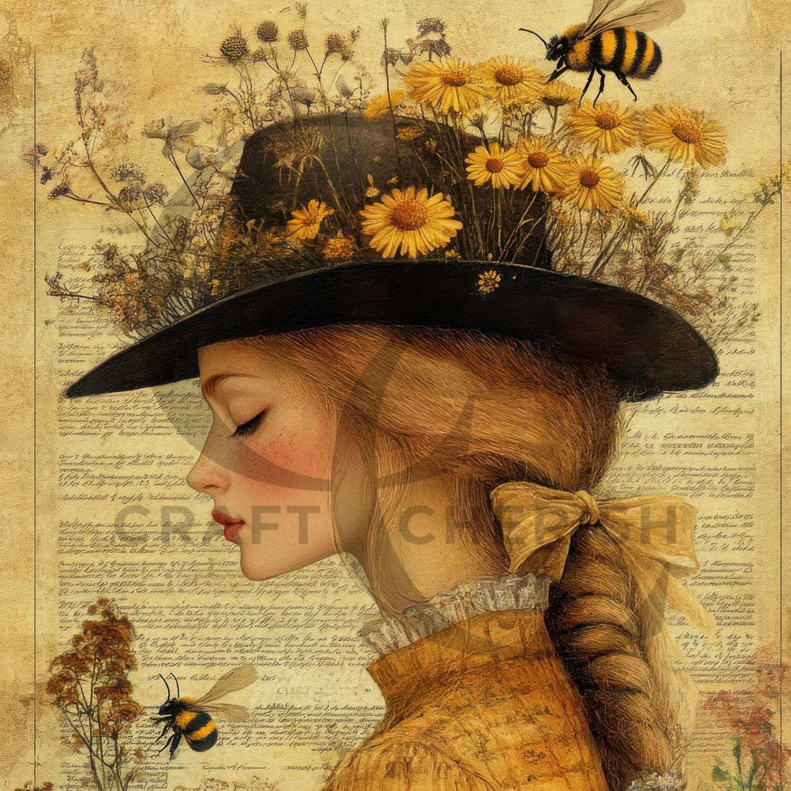 Bee Woman Digital Art: Surreal Ladies Images for Junk Journals (digital ...