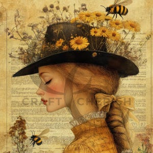 Bee Woman Digital Art: Surreal Ladies Images for Junk Journals (digital ...