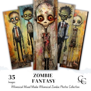 Zombie Bookmarks Digital Art: Halloween Bookmark for Junk Journals ...