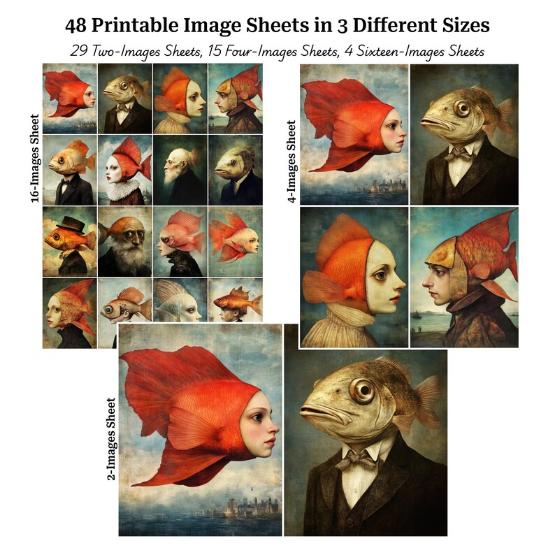 Fish Head People Images: Surreal Sea Creatures Digital Art for Junk ...