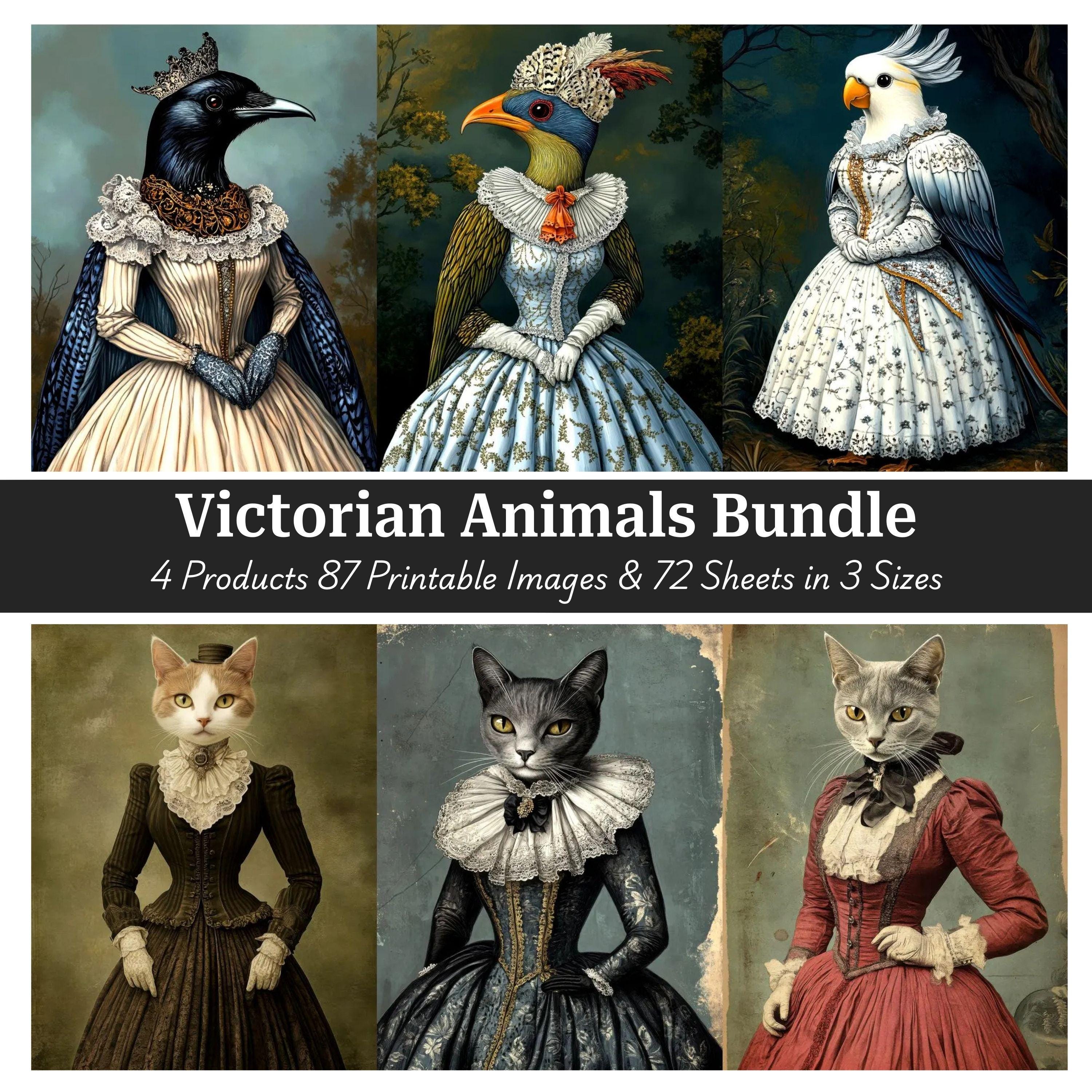 Victorian Animals Digital Art Bundle: Anthropomorphic Images for Junk ...