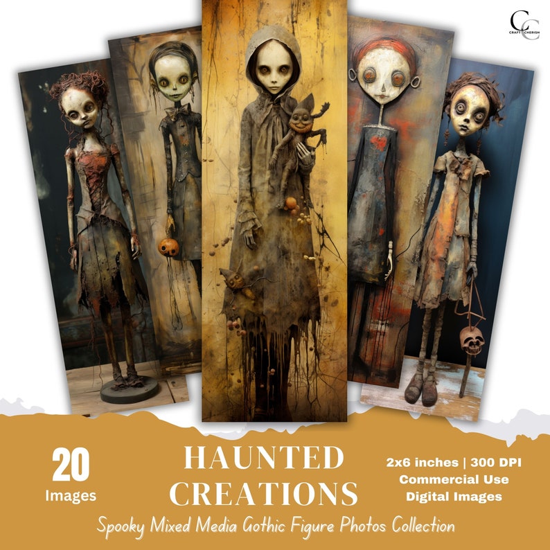 20 Spooky Mixed Media Eerie Gothic Figure Bookmark Images, Spooky ...