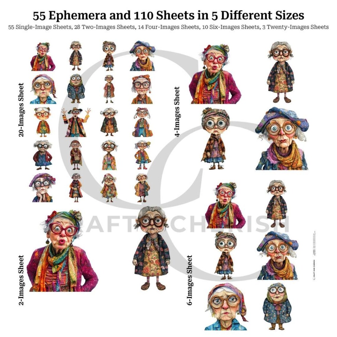 Whimsical Old Woman Collage Ephemera: Junk Journal Scrapbook (digital ...