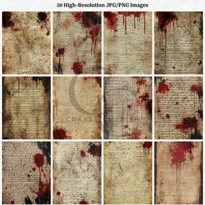 Blood Splatter Junk Journal Pages, Macabre Scrapbook Paper (digital ...