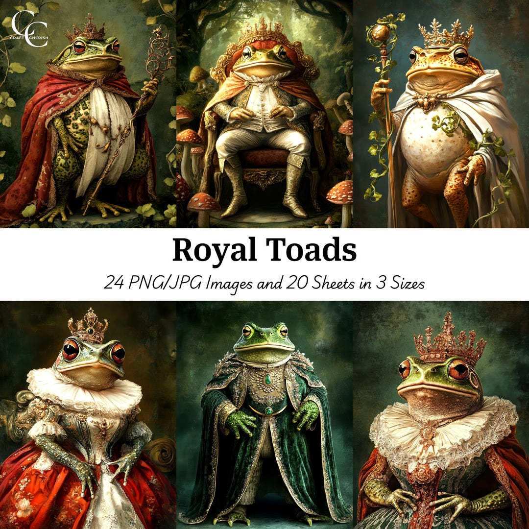 24 Royal Toads Digital Images, Fairy Tale Frogs, Printable Images ...