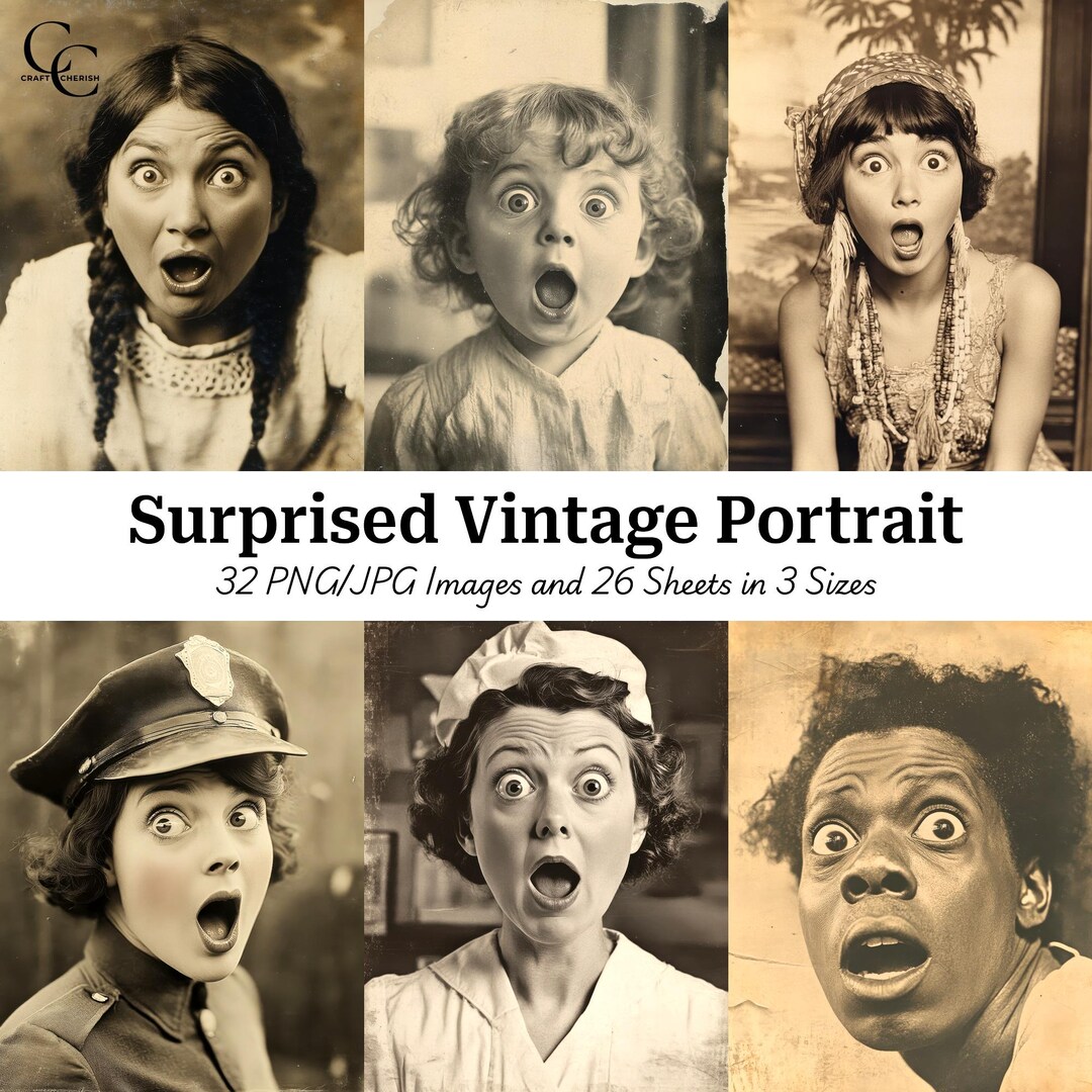 Vintage Surprised Face Images: Facial Expressions for Commercial Use ...