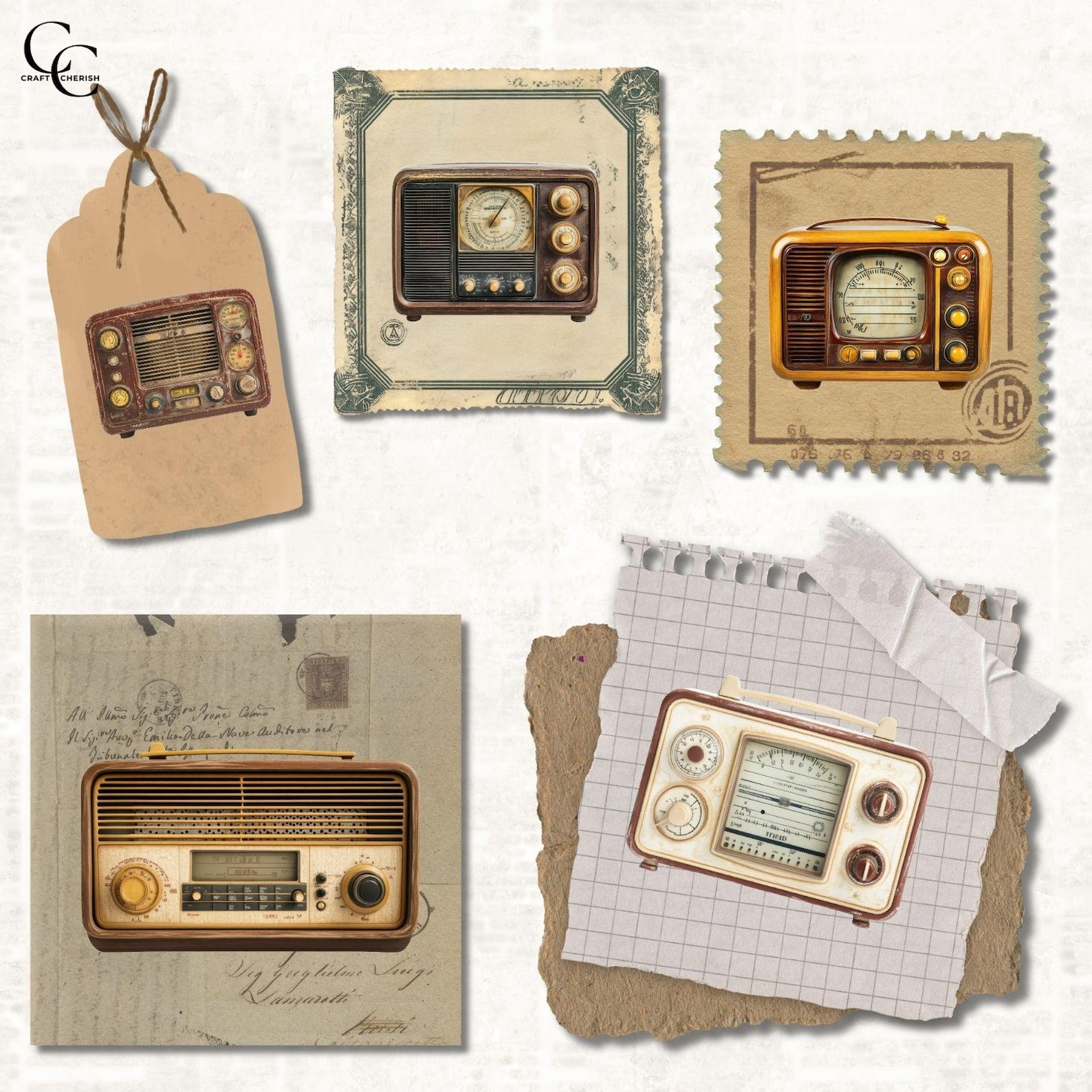 32 Retro Radio Images: Vintage PNG Graphics (digital Download) - Etsy
