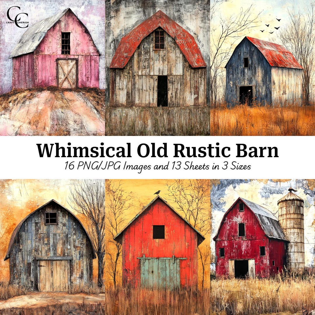 Rustic Red Barn Printable Images: Farm Scrapbook & Junk Journal ...