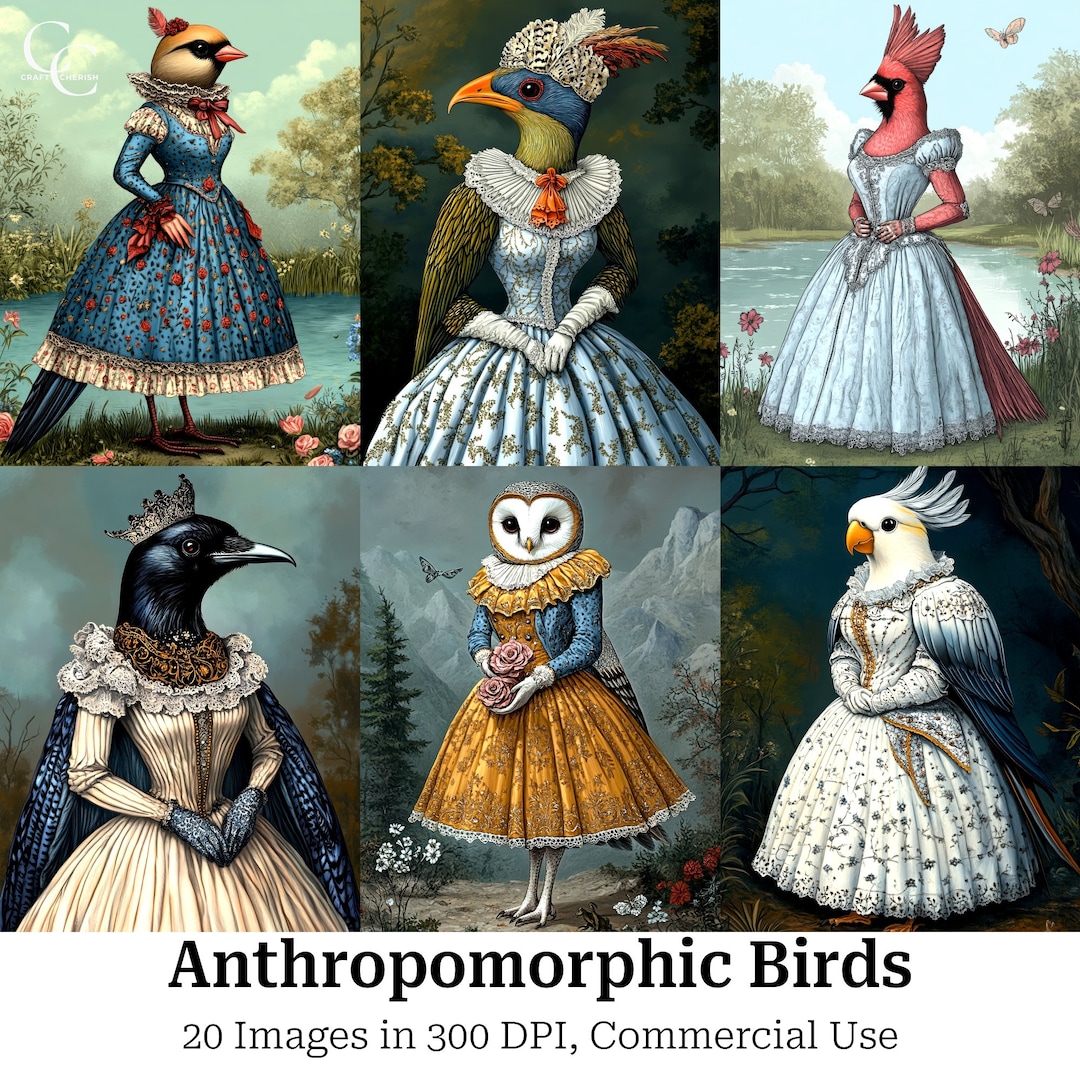 20 Anthropomorphic Birds, Bird Face Woman Photos, Junk Journals ...