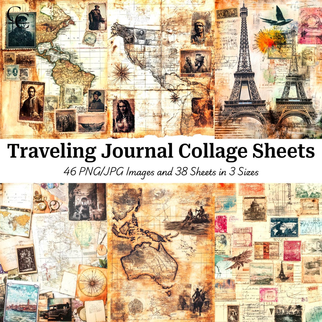 46 Vintage Map Collage Printable Digital Papers, Antique Map Page ...
