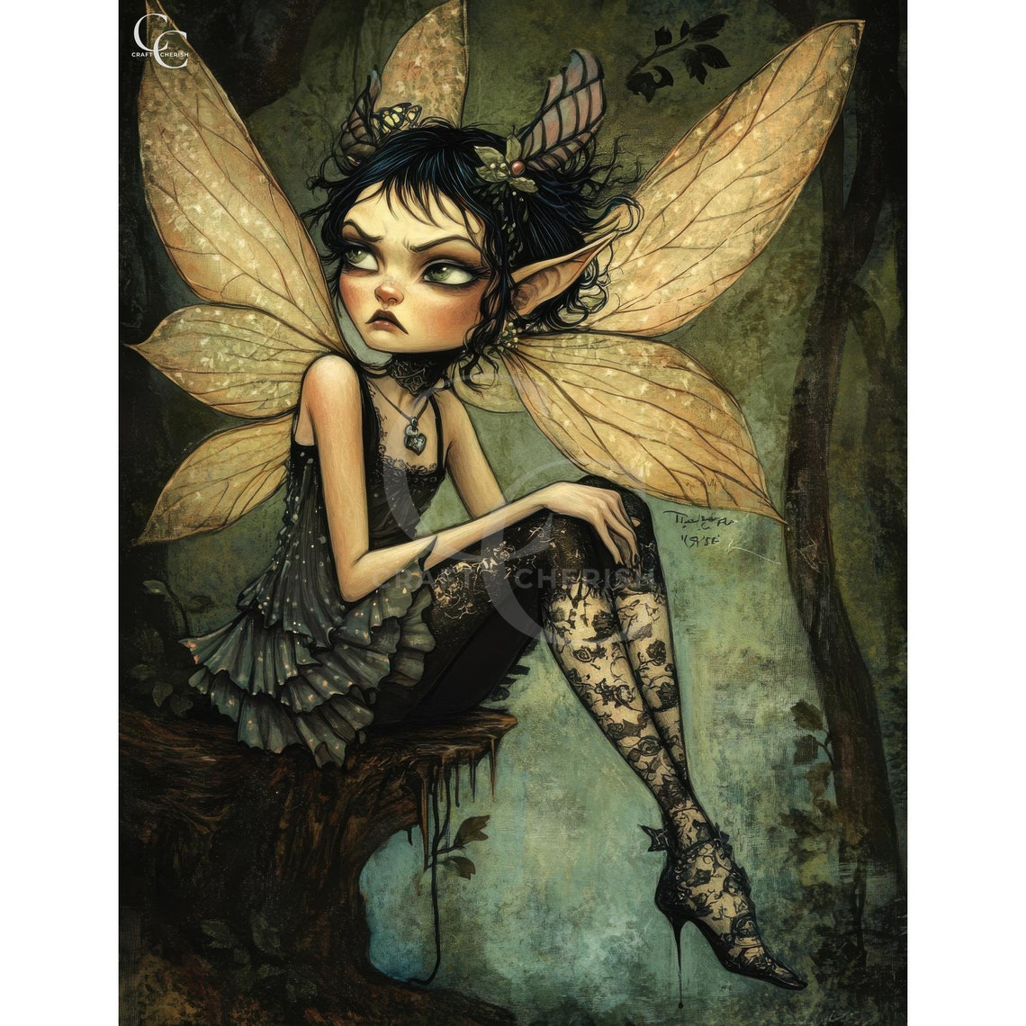 Creepy Angry Fairy Digital Art: Crazy Pixie Images for Junk Journals ...