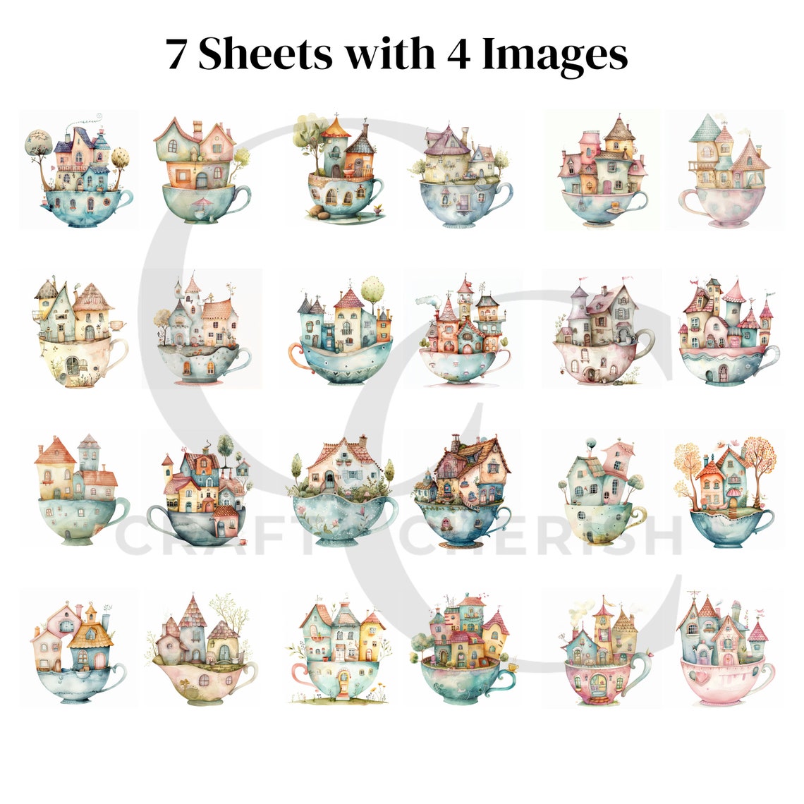 Whimsical Teacup House Images: Paper Craft & Junk Journal (digital ...