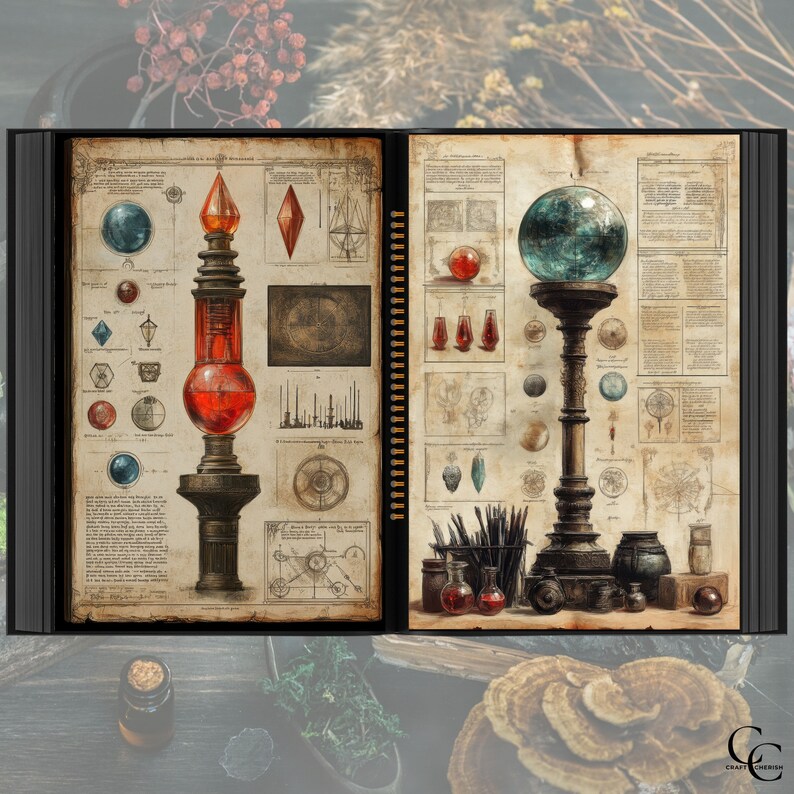 20 Magical Journal Pages, Witch Crystal Ball, Enchanting Divination ...