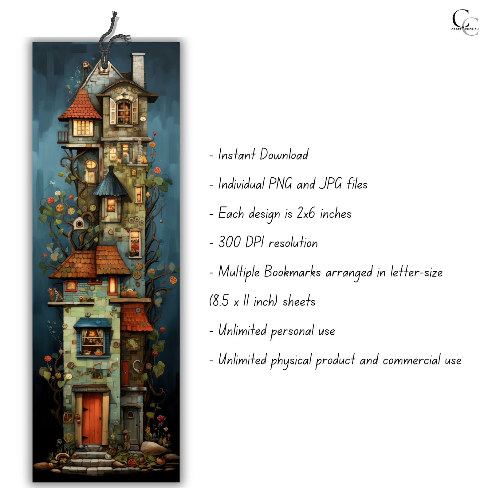 Fantasy House Printable Images: Whimsical Mixed Media Art (digital ...