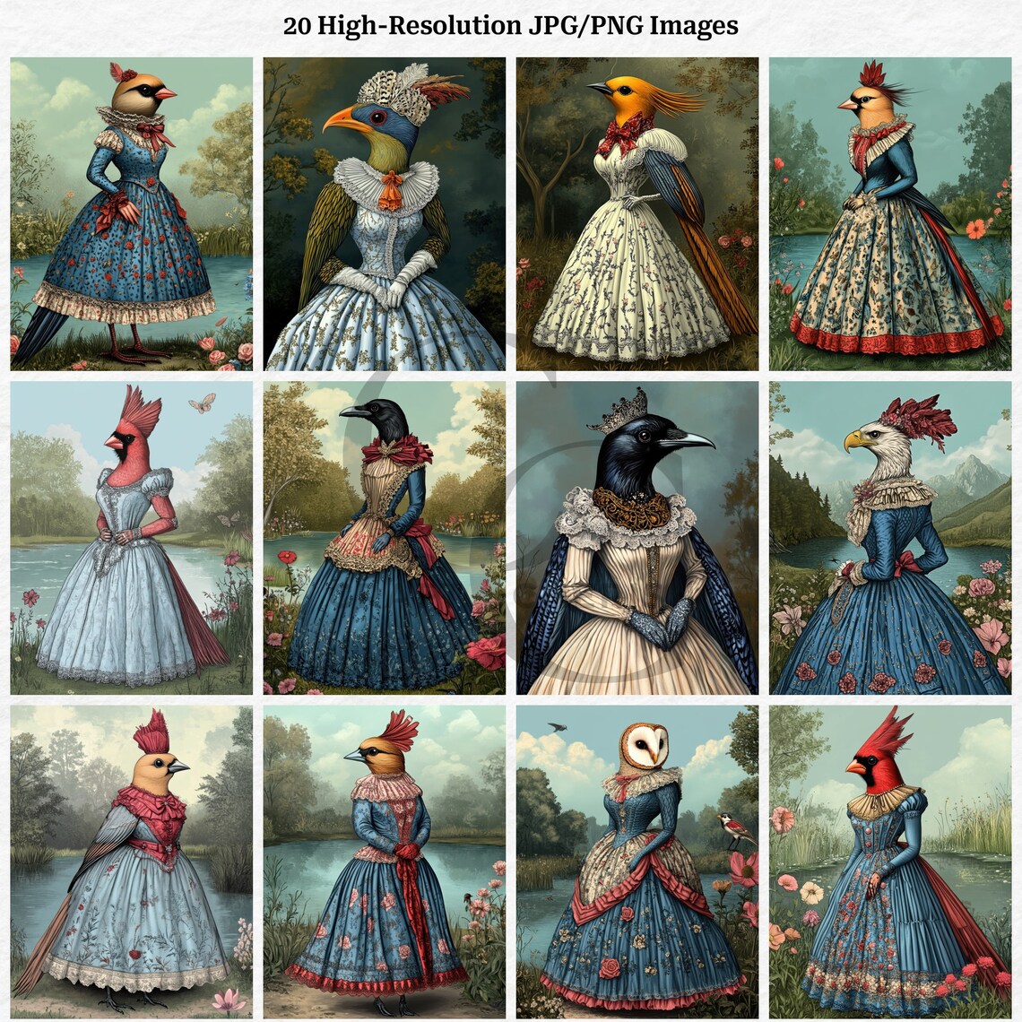 Anthropomorphic Bird Images: Victorian Style, Junk Journals (digital ...