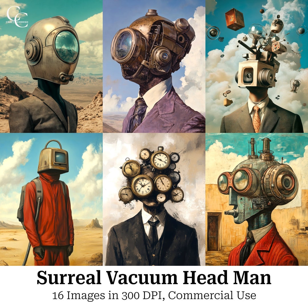 16 Surreal Vacuum Head Man Printable Photos for Junk Journals ...