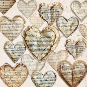 Heart Shaped Musical Notes Clipart: Vintage Ephemera (digital Download ...