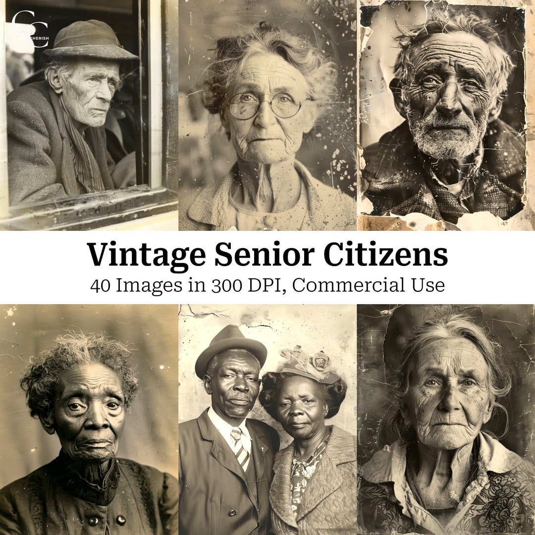 40 Senior Citizen Faces Images, Vintage Elderly Portraits, Ephemera ...