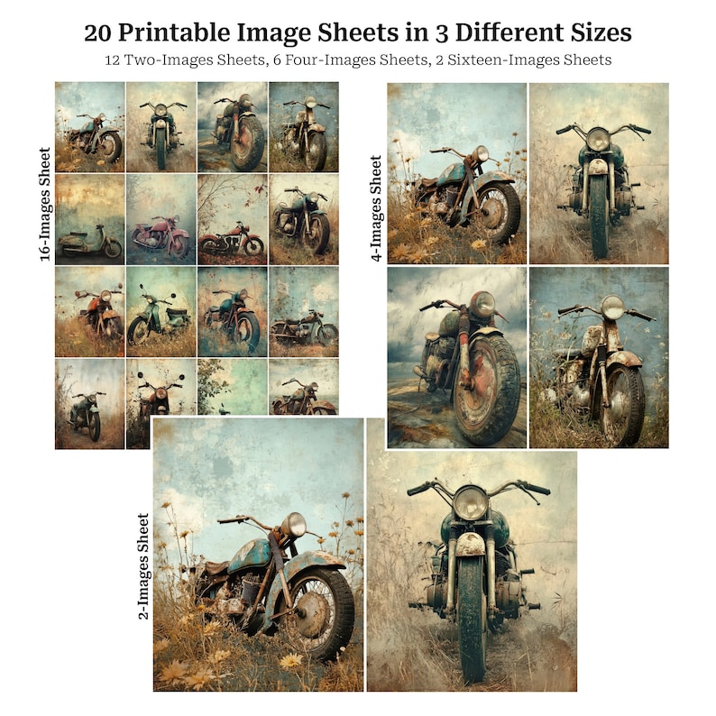 Abandoned Motorcycle Images: Vintage Scrapbook Paper (digital Download ...
