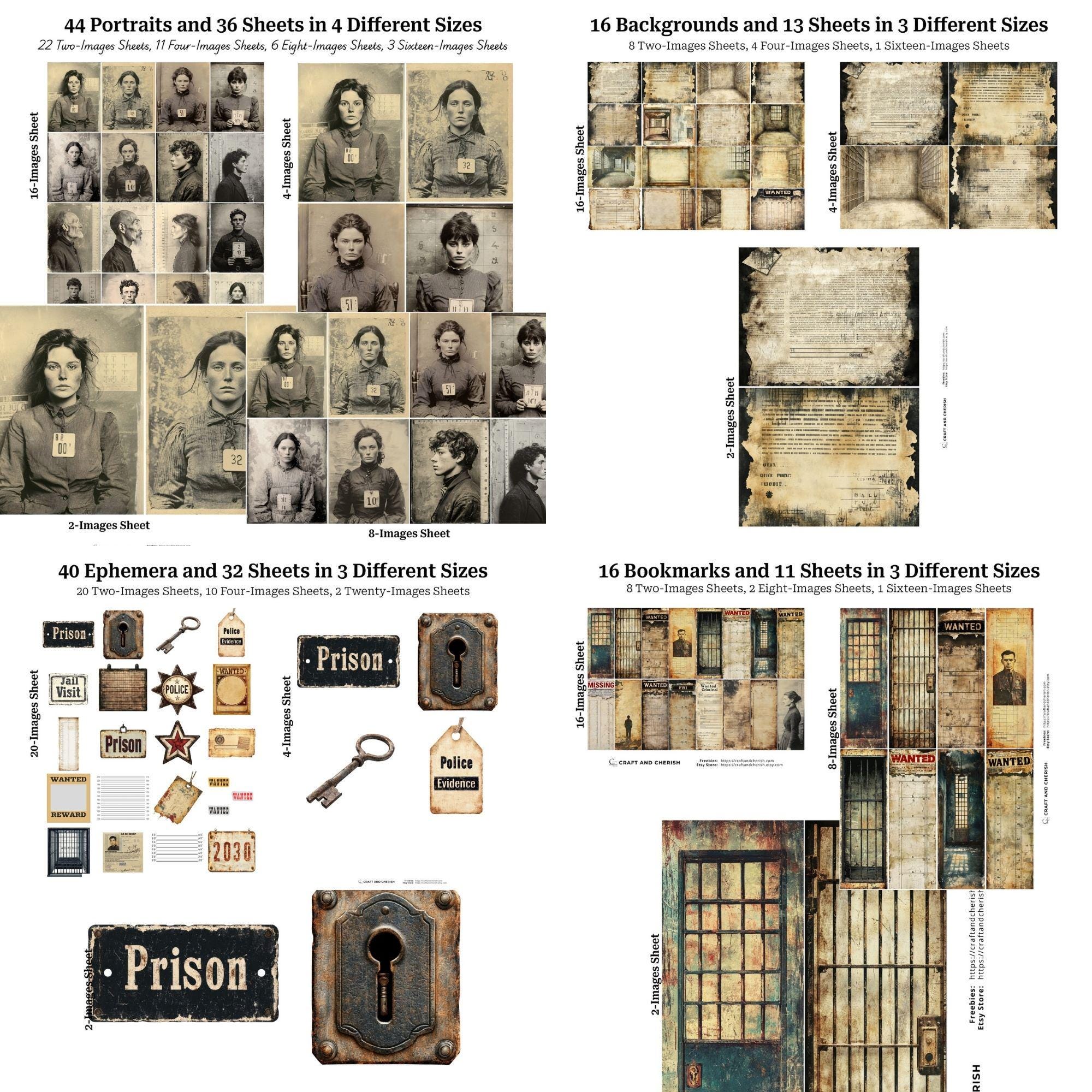Vintage Prisoner Mugshot Images: Junk Journal Papercraft (digital ...