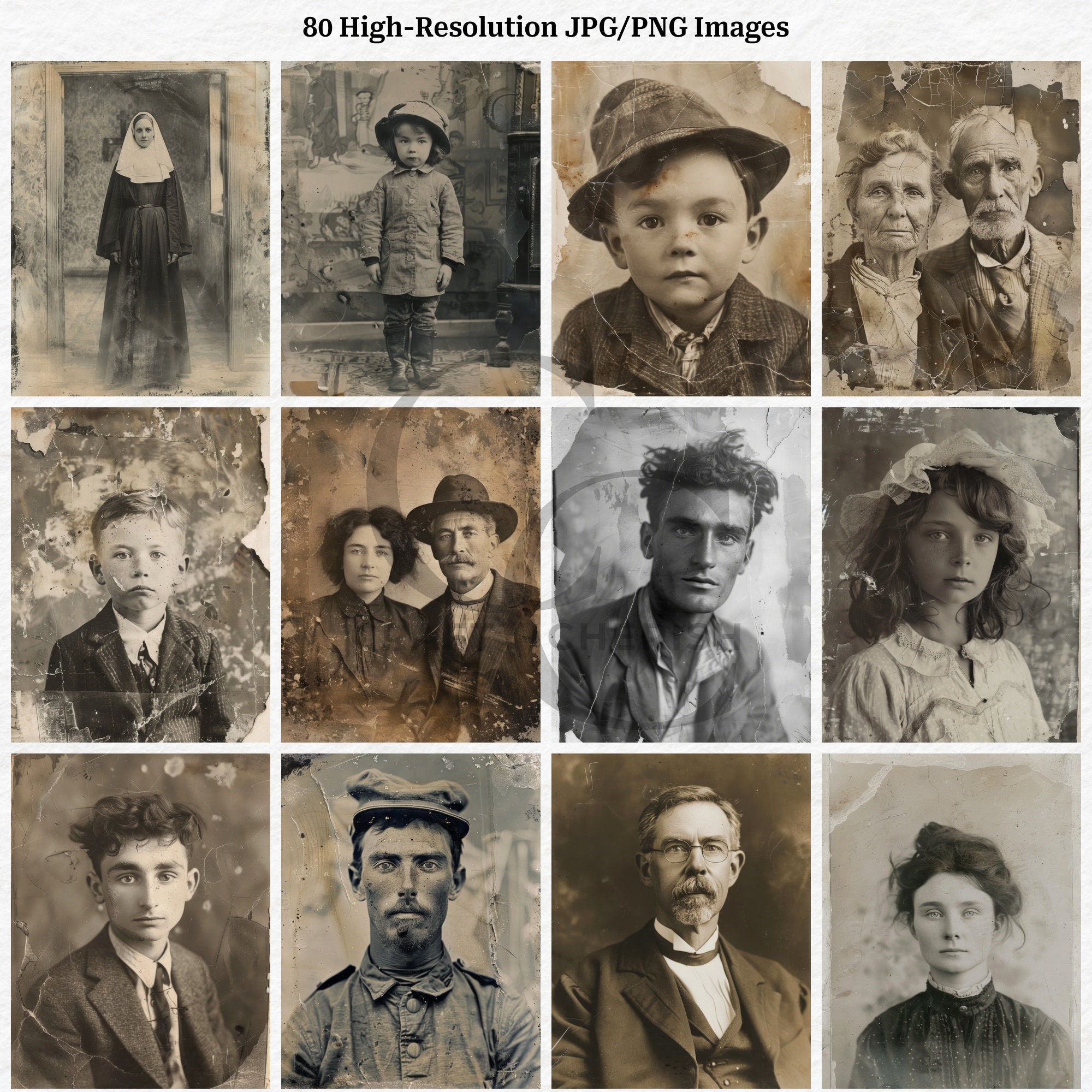 Vintage Portrait Photos: 1900s Collection for Junk Journals (digital ...