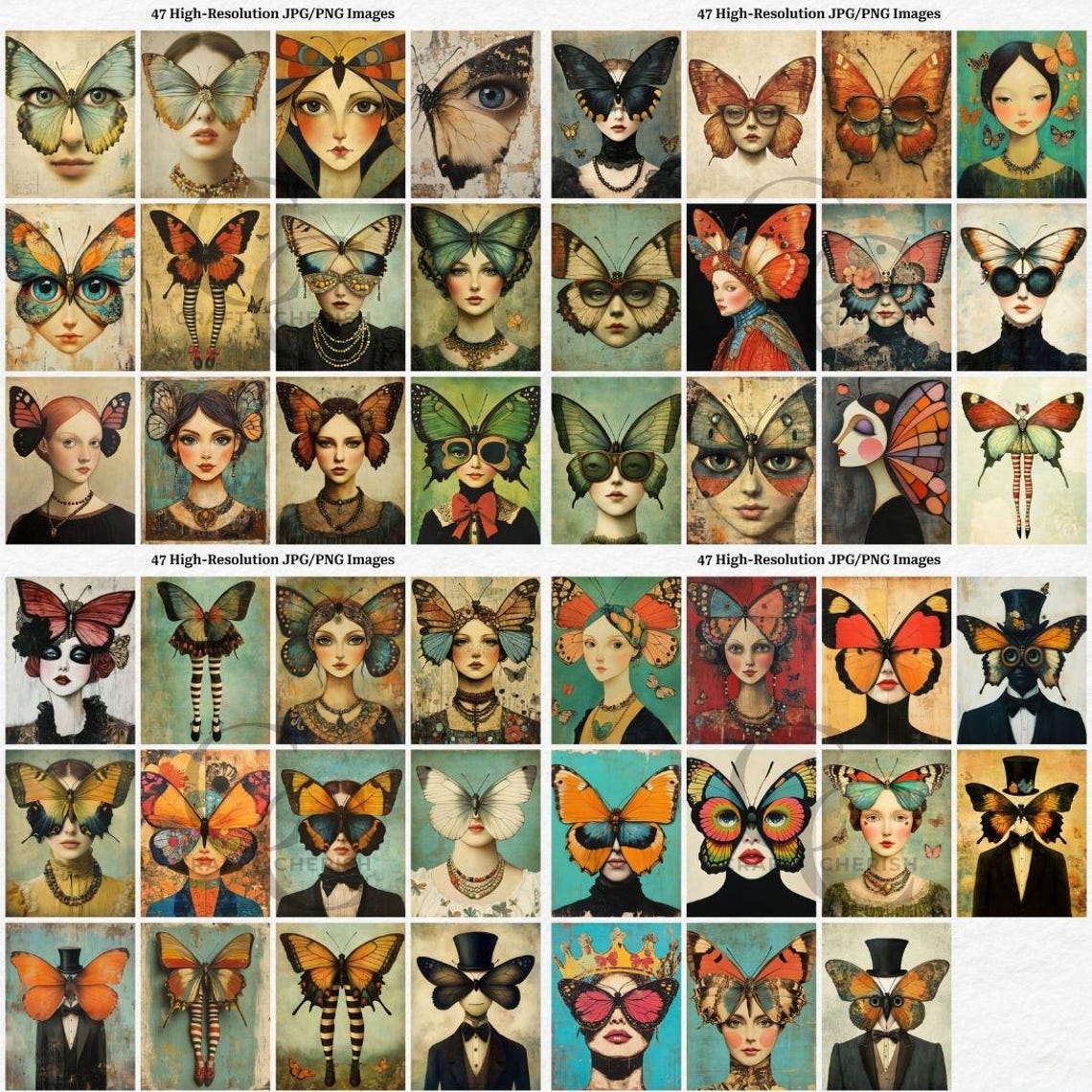 Surreal Butterfly Portrait Art: Whimsical Human Hybrid Images (digital ...