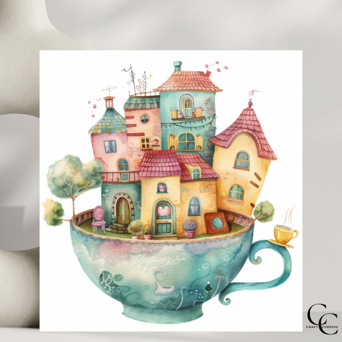 Whimsical Teacup House Images: Paper Craft & Junk Journal (digital ...
