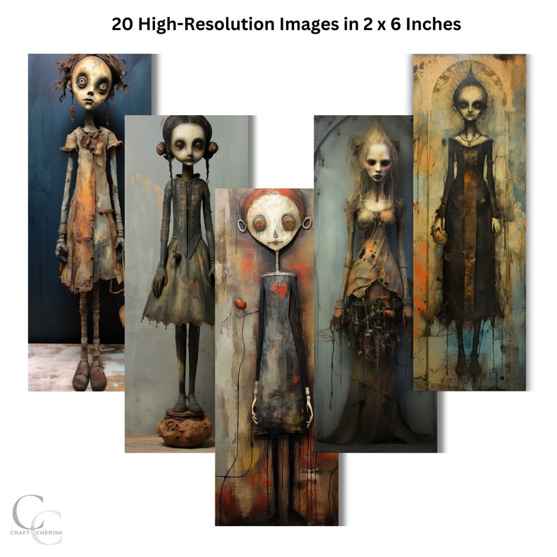 20 Spooky Mixed Media Eerie Gothic Figure Bookmark Images, Spooky ...