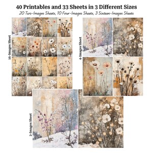 40 Neutral Wildflower Journal Papers in Vintage Colors, Papercraft ...