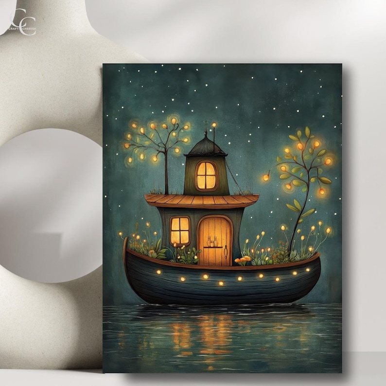 Boat House Printable Images: Whimsical Junk Journal & Scrapbook Art ...