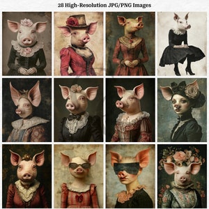 Pig Face Woman Printable Images: Victorian Surreal Art (digital ...