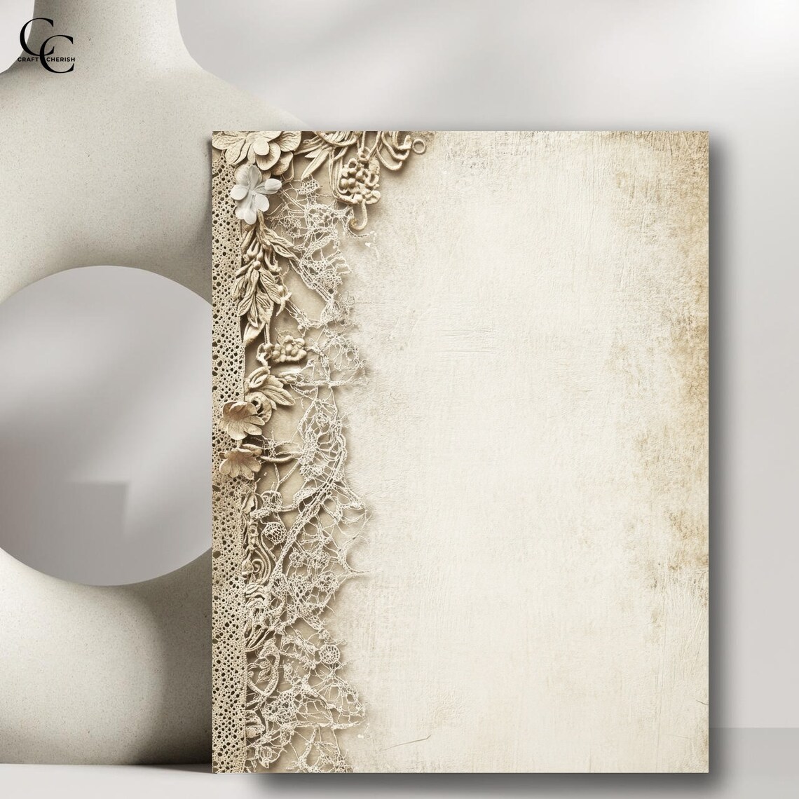 Neutral Vintage Lace Border Paper, Scrapbook Journal (digital Download ...