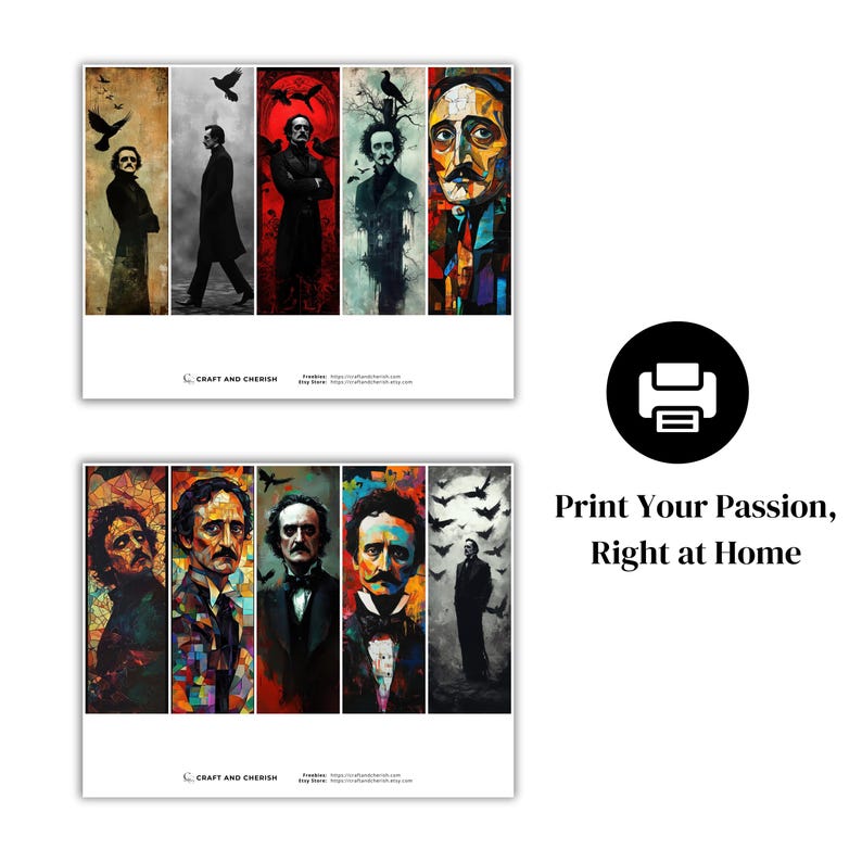 Edgar Allan Poe Bookmarks: Surreal Art Printable Images for Junk ...