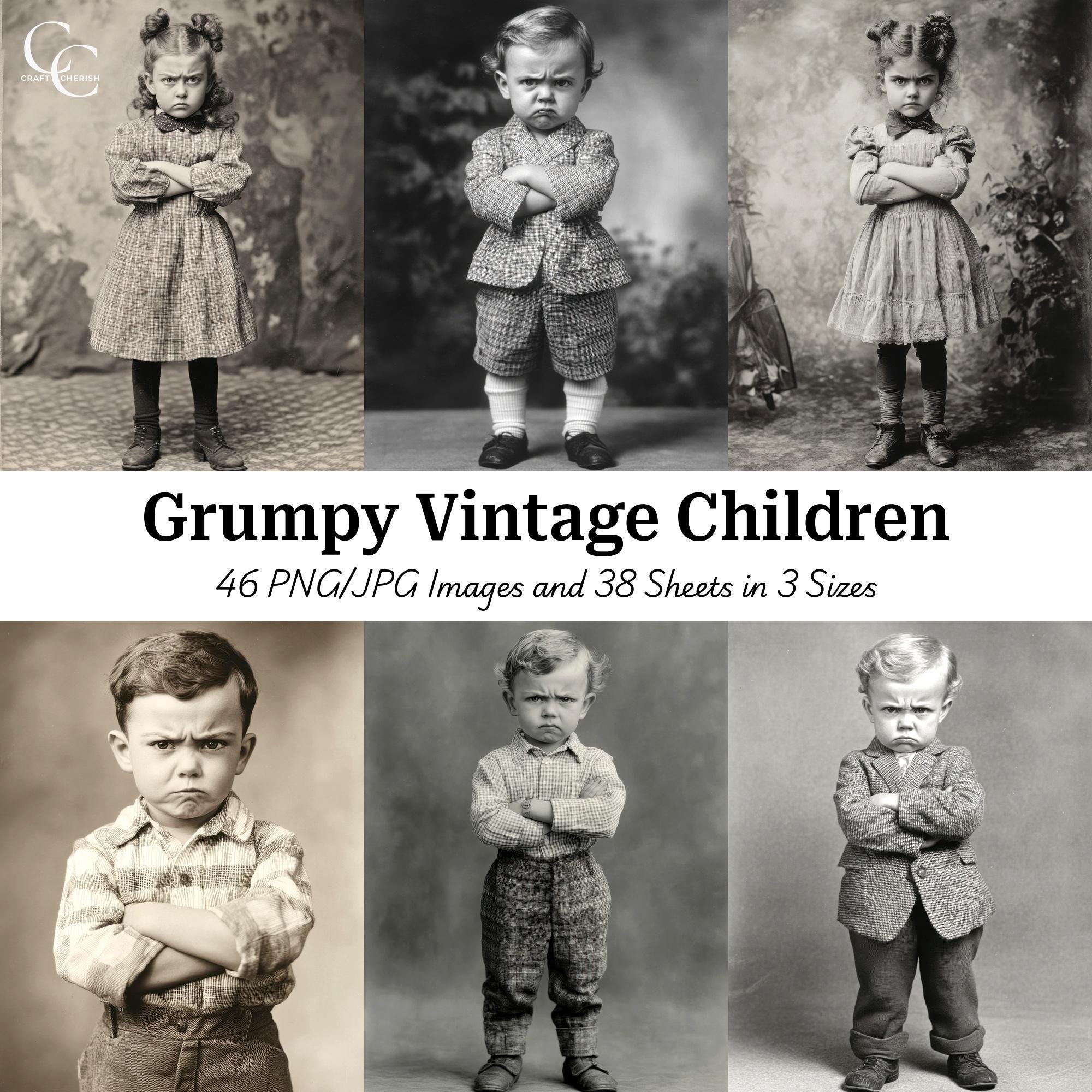 Grumpy Vintage Children Images: Moody Kids Junk Journal Printables ...