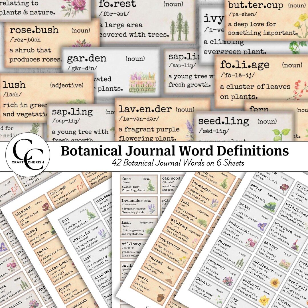 Botanical Dictionary Word Scraps: Garden Journal Ephemera (digital ...