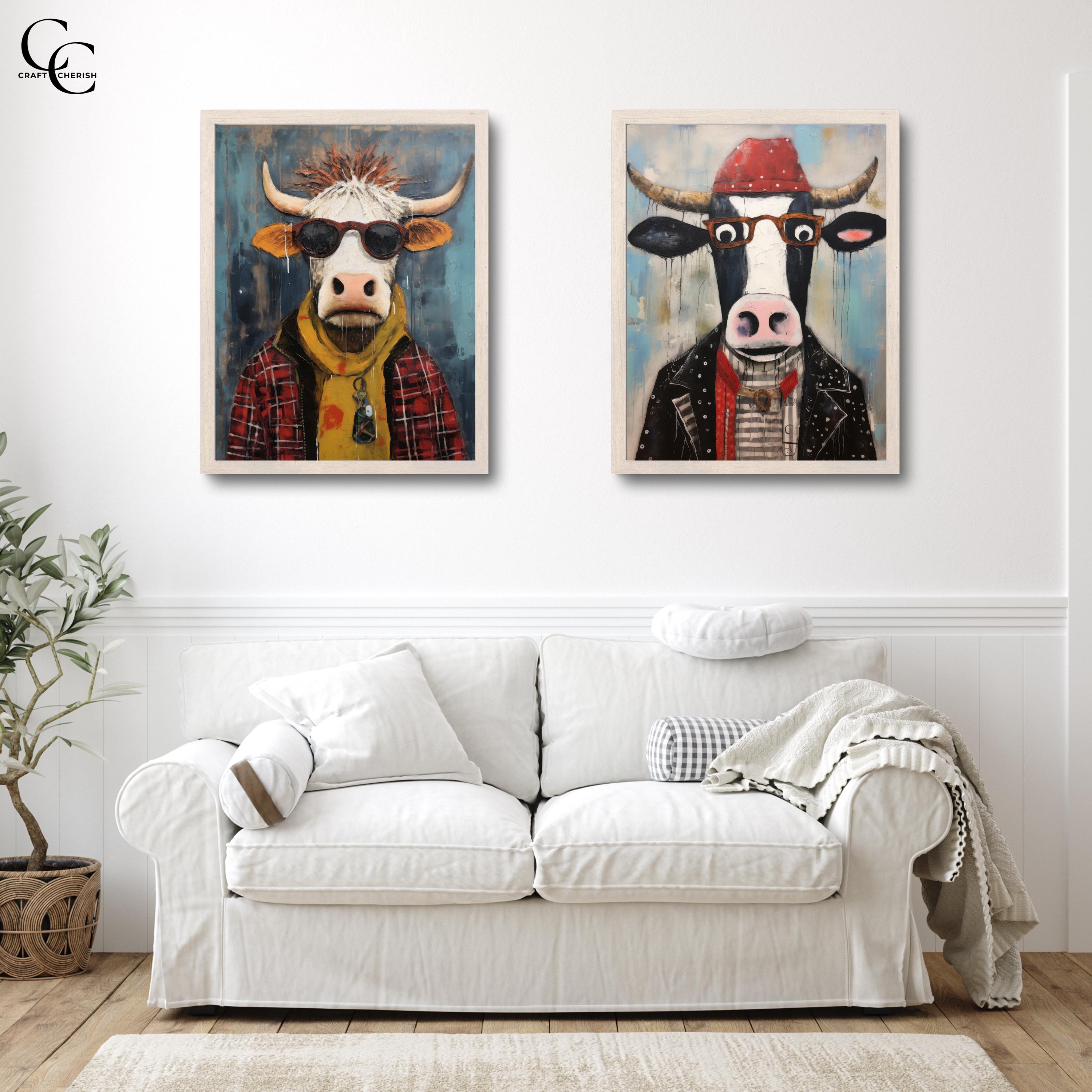Farm Animals in Vintage Outfits: Mixed Media Art Prints (digital ...