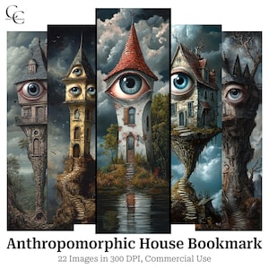 Anthropomorphic House Bookmarks: Surreal Papercraft for Junk Journals ...