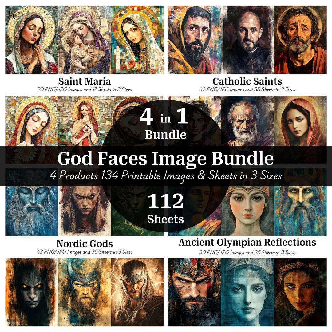 God Faces Printable Images: Spiritual Art for Junk Journals (digital ...