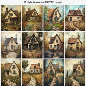 28 Country Cottage House Printable Images, Cottage Core Houses, Paper ...