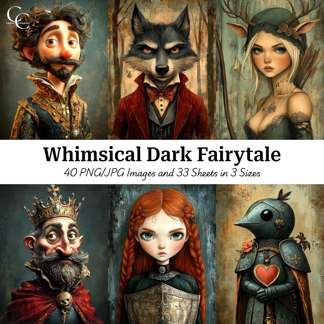 Dark Fairytale Illustrations: 40 Whimsical Medieval Figures (digital ...