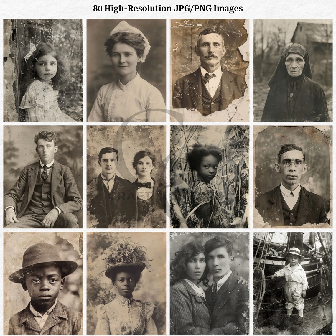 Vintage Portrait Photos: 1900s Collection for Junk Journals (digital ...