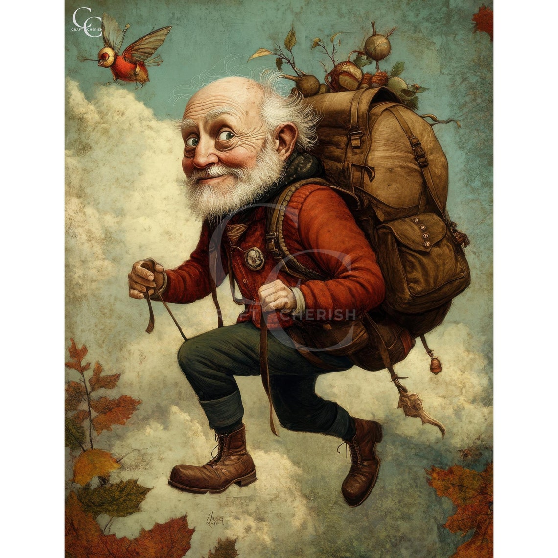 Whimsical Old Man Portrait Clipart: Funny Grandpa Images (digital ...