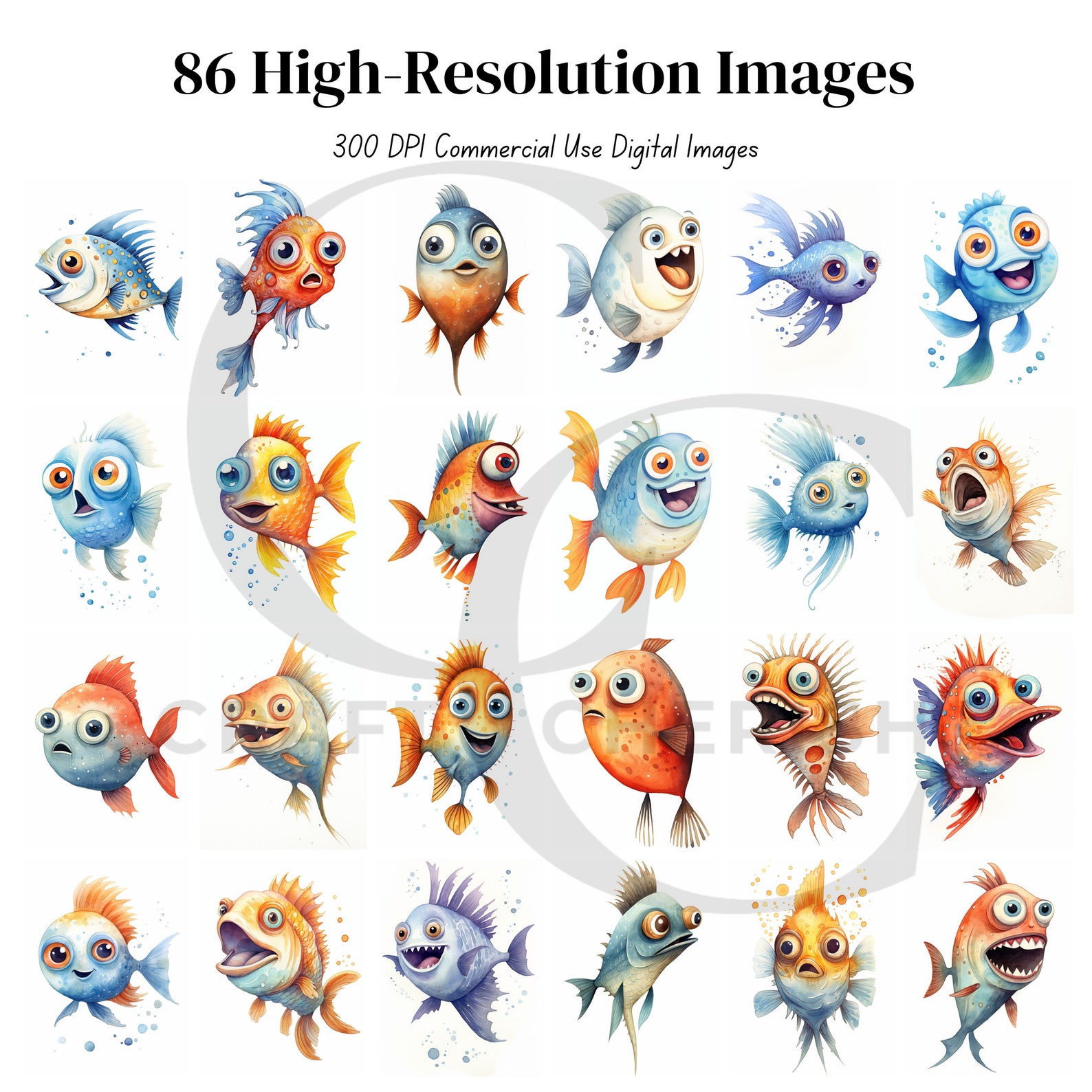 86 Funny Quirky Fish Printable Photos for Junk Journals, Digital ...